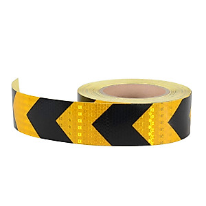 AISEY 2" X 30ft Reflective Safety Hazard Warning Tape Waterproof Yellow Black - High Intensity Reflector Tape for Outdoor Steps