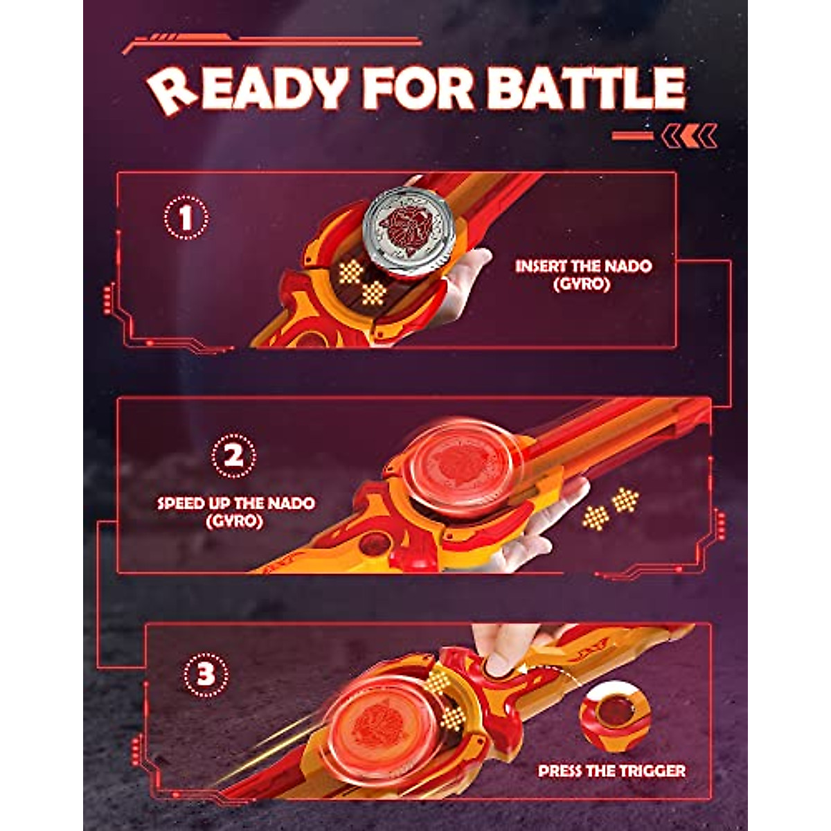 Infinity Nado Battling Tops Burst Toy for Boys Grils Age 8-12 - Including Gaming Top Toys, Sword Launcher - Blazing War Bear, Flame Red
