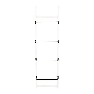 Creative Co-Op Wood Rack with 4 Metal Bars Wall Shelves, Cream
