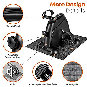 Mini Exercise Bike, AGM Under Desk Bike Pedal Exerciser Foot Cycle Arm & Leg Peddler Exerciser Machine with LCD Screen Displays (Black)