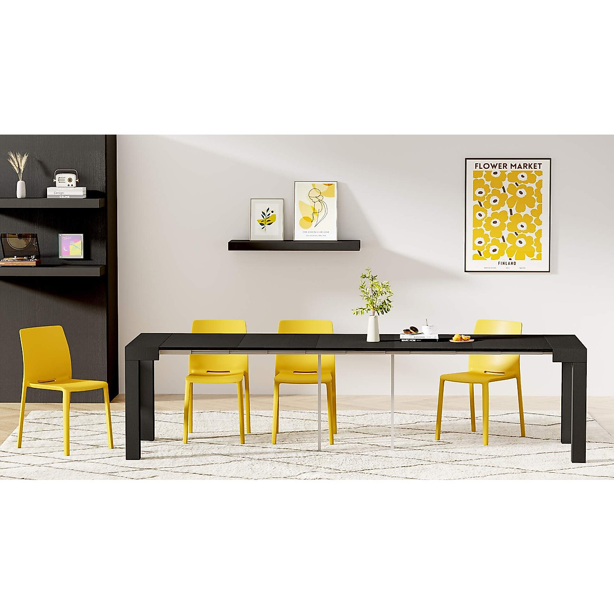 Mobili Fiver, First, Extendable Console Table 17.7(120) x35.4 in, Pearled Elm, for 4-14 People, Space-Saving Dining Table, Italian Furniture