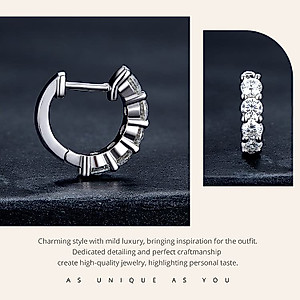 Moissanite Earrings for Women, 11.2ct D Color VVS1 Clarity Brilliant Round Cut Lab Created Diamond Earring 18K White Gold plated S925 Sterling Silver Hypoallergenic Moissanite Huggie Hoop Earrings