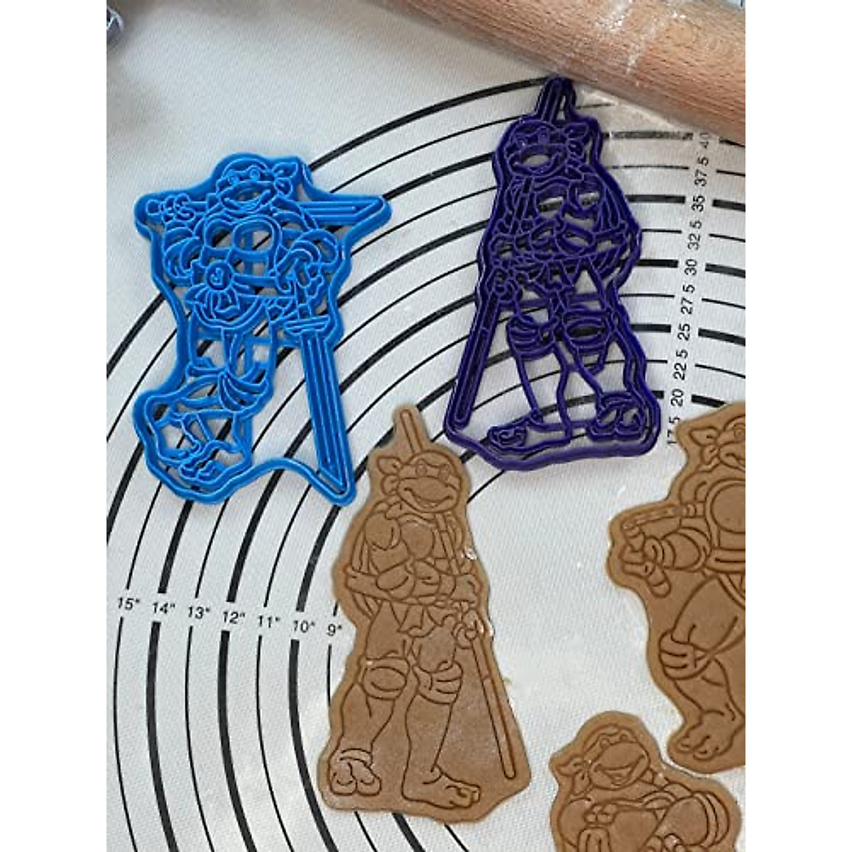 Set of 4 Ninja Turtle Raphael, Leonardo, Donatello & Michelangelo 6” Cookie Cutters and Molds Produced by 3D Kitchen Art