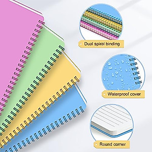 Spiral Notebook, 5.7" x 8.3" College Ruled Notebook with 4 Colors Spiral Journals for Women, 80 Sheets / 160 Pages Per Journal with Twin-Wire Binding, Thick Plastic Hardcover and 8mm Ruled Lined