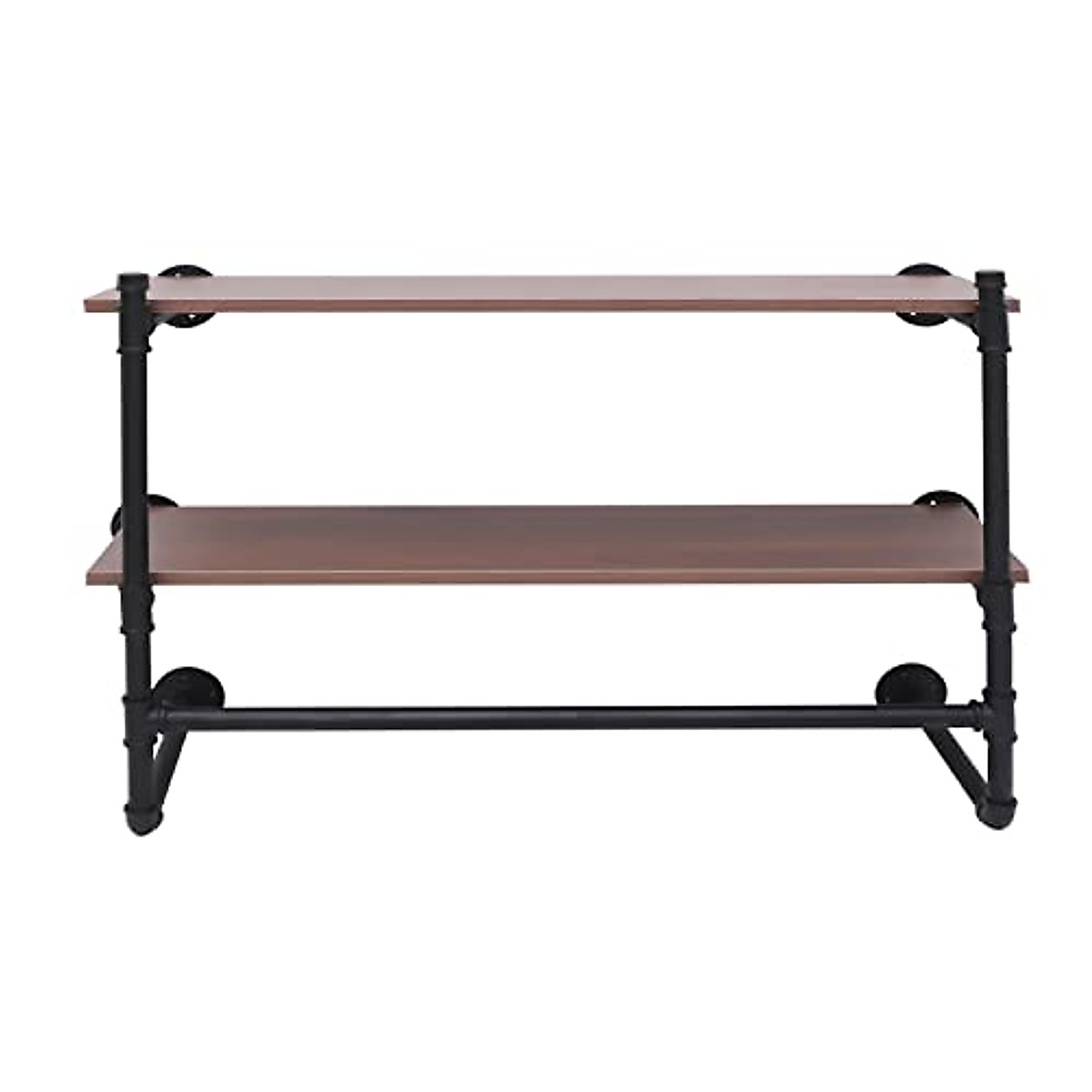 Gdrasuya10 Wall Mounted Clothes Rack with Shelf, Industrial Retail Garment Rack Display Rack Metal Cloths Rack Space-Saving Clothing Storage Rack for Commercial Home, (2-Tier,36.22 x 9.84 x 21.64 in)