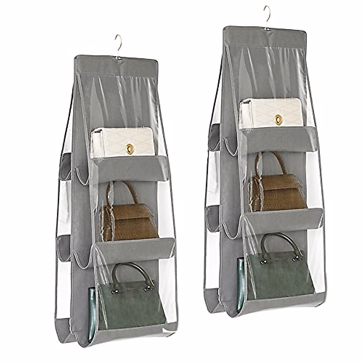 ST-BEST-P Handbag Storage Hanging Purse Organizer Bedroom Organization Dust-Proof Holder Bag for Wardrobe Closet (Grey-2Pack)