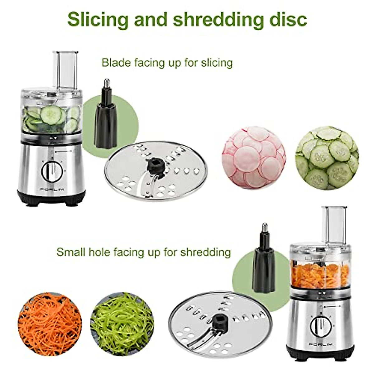 FORLIM 3.5 Cup Small Food Processor,12-in-1 Mini Blender and Food Processor Combo for Kitchen,350W,20oz Bottle,2 Speeds+Pulse with 4 Blades, for Shakes, Smoothies, Meat, Sauces, Stainless Steel Silve