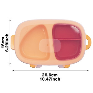 Kids Divided Plate, 3 PCS(Plate with Lid and Inner Dish), Toddler Dishes Tableware, Dishwasher-Safe for Baby Feeding Dinner Plate (Tangerine)