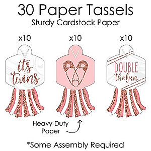 Big Dot of Happiness It’s Twin Girls - 90 Chain Links and 30 Paper Tassels Decoration Kit - Pink and Rose Gold Twins Baby Shower Paper Chains Garland - 21 feet