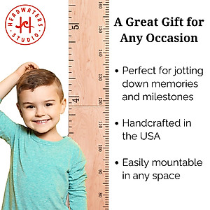 HEADWATERS STUDIO Wooden Growth Chart for Wall - Wooden Height Chart for Kids, Child Height Wall Chart, Height Measurement for Wall, Kids Sizing Chart, Height Ruler for Wall - Natural (63"x5.75")