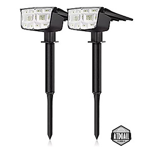 Solar Spot Lights Outdoor Waterproof, Solar Landscape Lights, 38 LEDs Solar Lights Outdoor Garden, IP67, Auto On/Off with 2 Modes for Yard Lawn Path Walkway Driveway Patio Pool, Cool White (2 Pack)