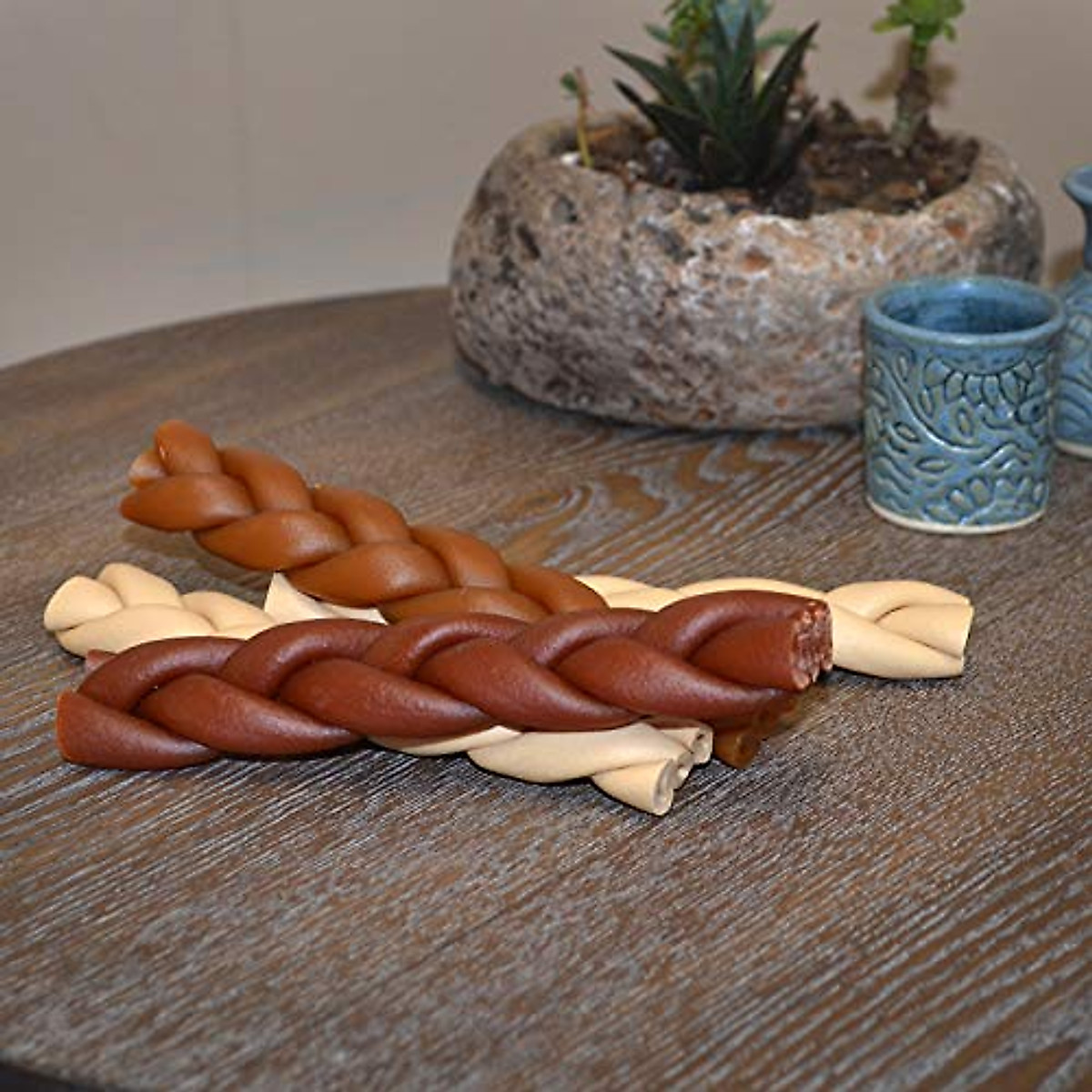 NutriChomps Dog Chews, 6-inch Braids, Easy to Digest, Rawhide-Free Dog Treats, Healthy, Real Chicken, Peanut Butter and Milk flavors, Pack of 4