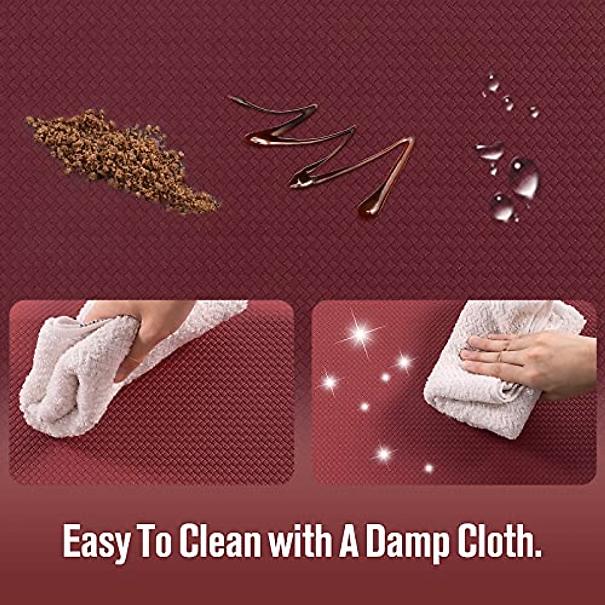 Carvapet Anti-Fatigue Floor Mat Cushioned Kitchen Comfort Mat Waterproof Non-Slip Standing Desk Mats and Rugs Heavy Duty PVC Ergonomic Foam Mat for Home Kitchen Office Laundry,Burgundy,17.3"x28"