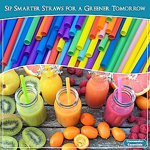 Concession Essentials Neon Jumbo 7.75 UN 500 Neon Jumbo Straws, 7.75" Unwrapped 500ct (Pack of 500), Multi Neon (CENeon7.75Unwrapped-500CT)