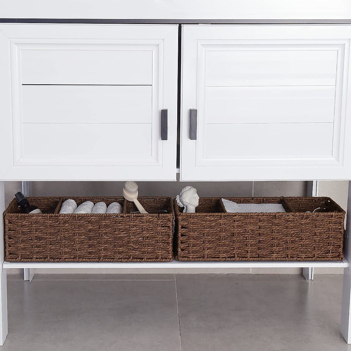 StorageWorks Round Paper Rope Storage Baskets