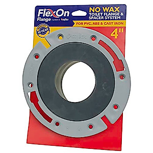 FlexOn Toilet Flange for 4" PVC, ABS, Cast Iron or Lead Pipes-Includes Spacer System to Correct Flange Elevation from 3/8"-1 1/8"