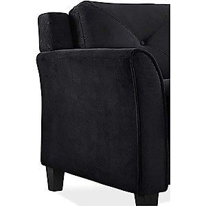 BOWERY HILL Microfiber Upholstery Living Room Sofa in Black