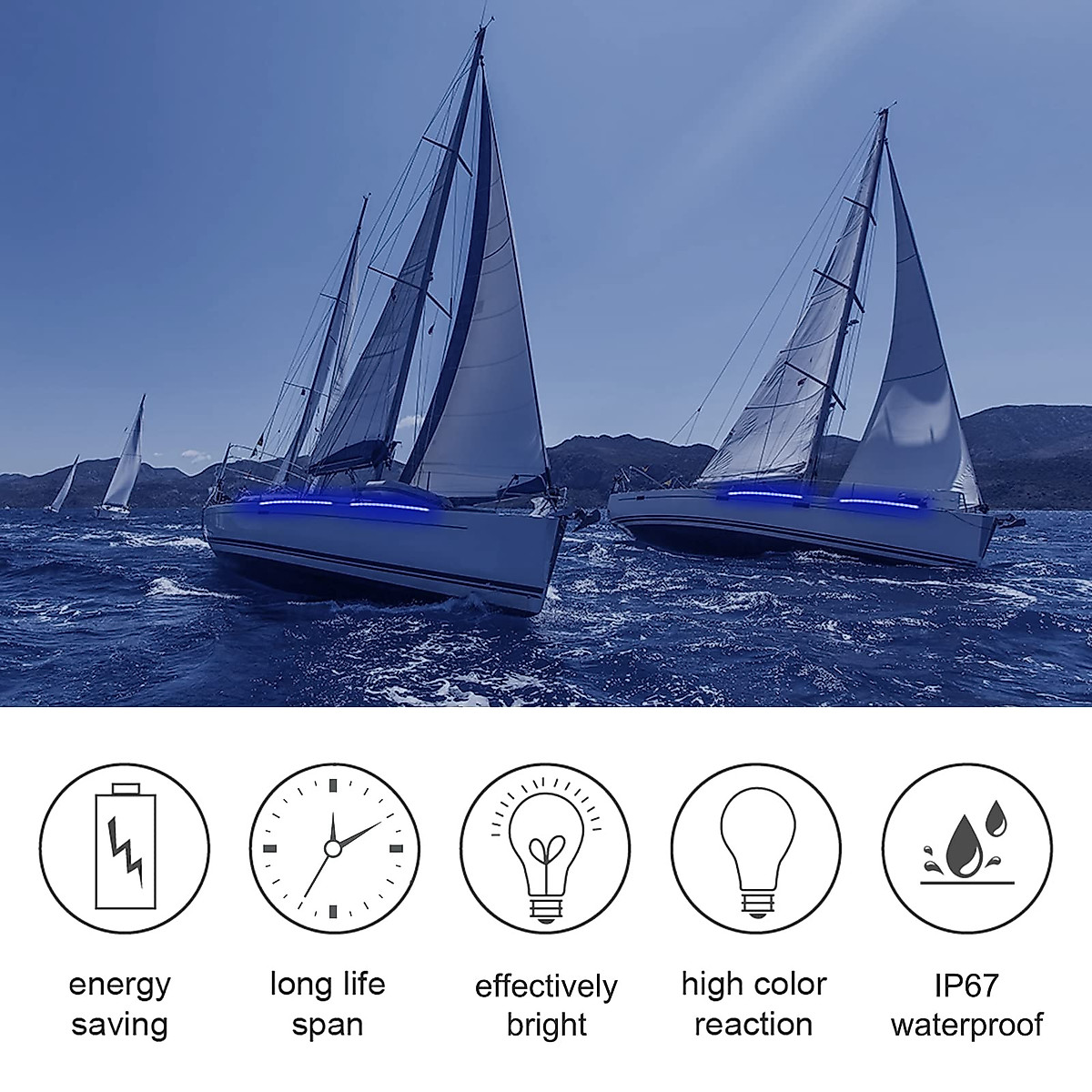 Obcursco Blue Pontoon Led Boat Lights, Waterproof Boat Light for Night Fishing, Boat Interior Lights, Marine Deck Light, Courtesy Lights for Fishing Boat, Yacht, Bass Boat and Jet Ski