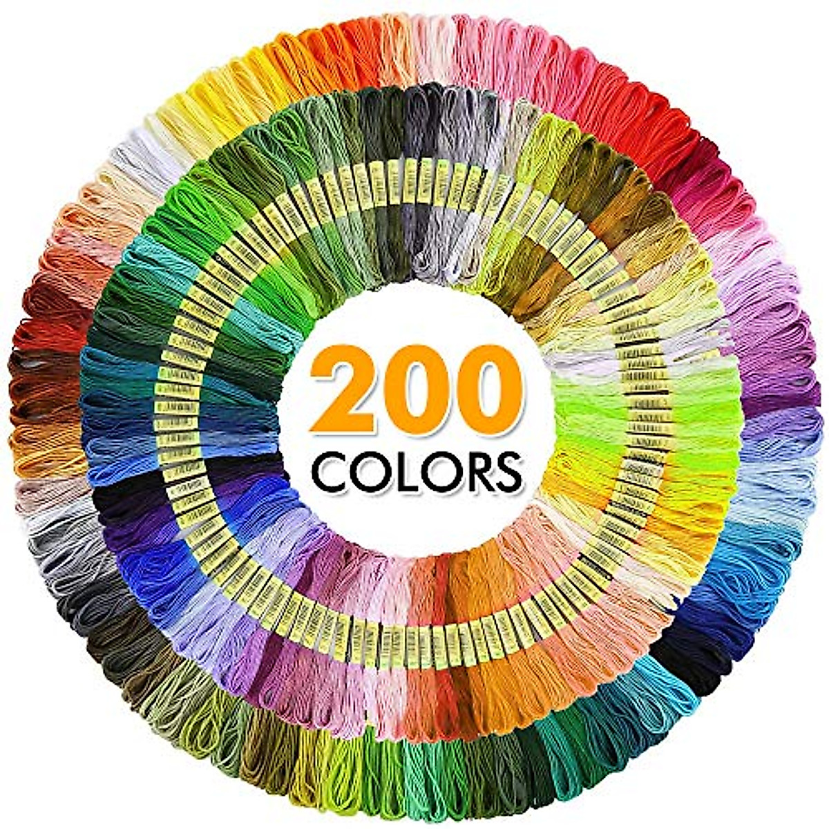 Inscraft 304 Pack Embroidery Kit, 200 Colors Threads, 5 Pcs Bamboo Embroidery Hoops, 2 Pcs Aida Cloth, Instructions, Bag and Cross Stitch Tools Set, Hand Embroidery Starter Kit for Beginners Adults