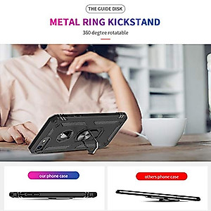 LeYi Compatible for iPhone 8 Case, iPhone 7 Case, iPhone 6s/ 6 Case with Tempered Glass Screen Protector [2 Pack], Military-Grade Protective Phone Case with Kickstand Ring for iPhone 6/6s/7/8, Black