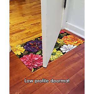 Toland Home Garden 800030 Zippy Zinnias Spring Door Mat 18x30 Inch Summer Outdoor Doormat for Entryway Indoor Entrance