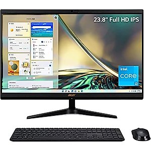 acer 2022 23.8" FHD IPS All-in-One AIO Desktop PC Intel 6-Core i3-1215U UHD Graphics 32GB DDR4 RAM 2TB SSD WiFi AX BT RJ45 USB-C Webcam HDMI Windows 11 Pro Wireless KB and Mouse w/RE USB