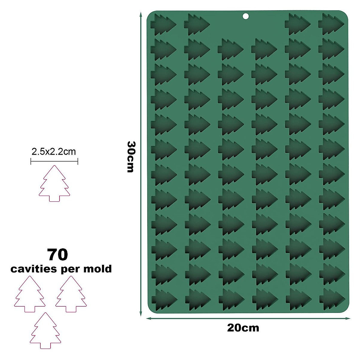 Mini Christmas Molds, Silicone Christmas Tree mold, Gingerbread Man Silicone Mold, Mini Gummy Mold for Baking, Cookies, Pudding, Jelly, Dog Biscuit, Set of 2