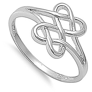Sterling Silver Women's Infinity Hearts Love Ring Band 11mm Size 6