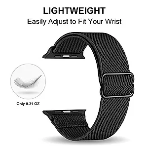 ShuYo Compatible with Apple Watch Bands 38mm 40mm 41mm 42mm 44mm 45mm,Adjustable Soft Solo Loop with Buckle Woven Elastic Sport Bands for iWatch Series SE/8/7/6/5/4/3/2/1(38 40 41MM)