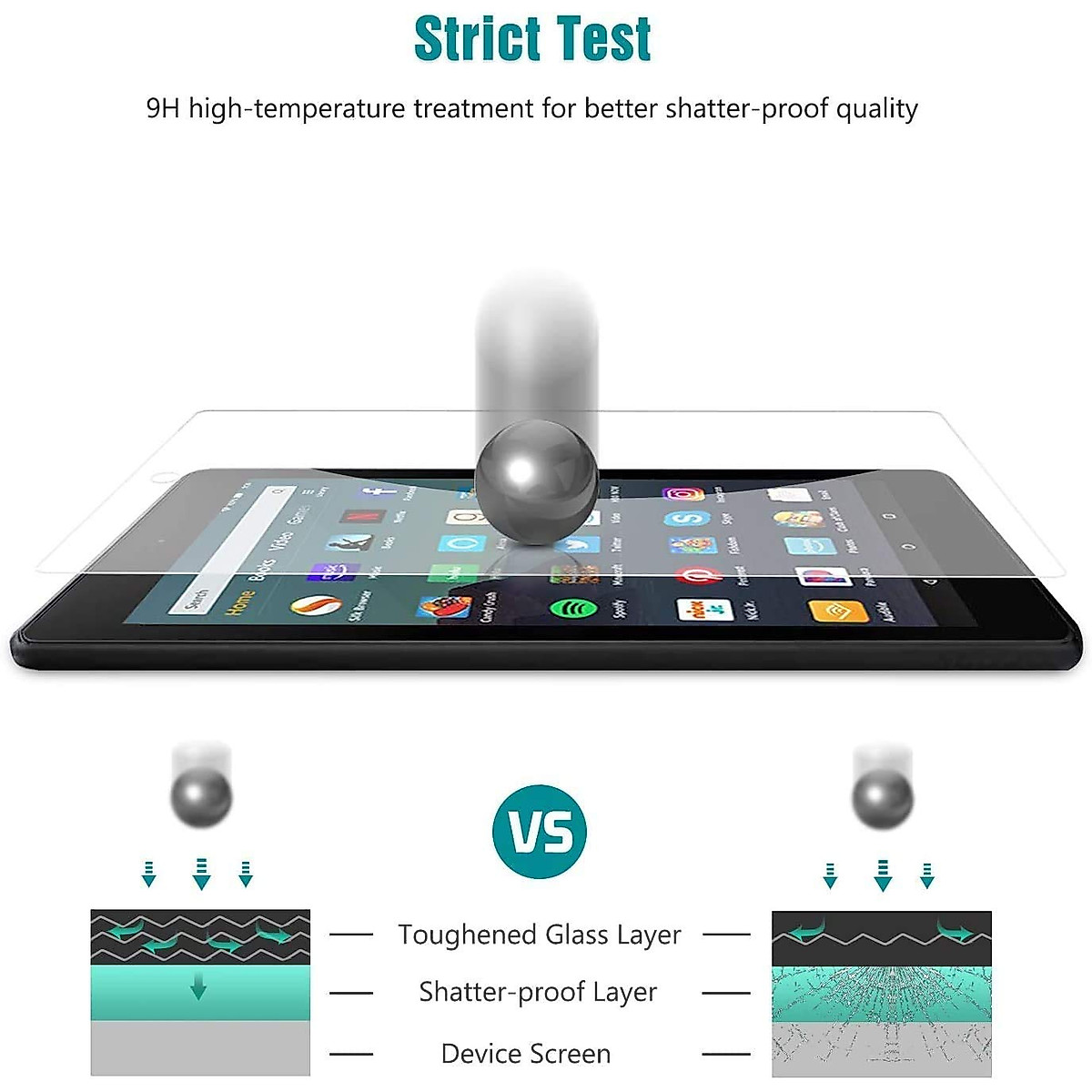 TANTEK [2-Pack Screen Protector for All-New Fire 7 / Fire 7 Kids Edition (9th/7th Gen, 2019/2017 Release),Tempered Glass Film,Ultra Clear,Anti Scratch,Bubble Free