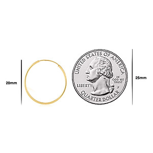 14k Solid Gold Endless Hoop Earrings Sizes 10mm - 20mm, 14k Gold Thin Hoop Earrings, Cartilage Earrings, Helix Earring, Nose Hoop, Tragus Earring, 100% Real 14k Gold (20mm)