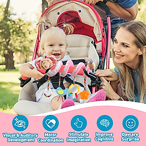 Baby Car Seat Toys Activity Stroller Toy for Boys Girls 0 3 6 9 10 12 Months, Spiral Hanging Plush Toys,Baby Shower Thank You Gifts