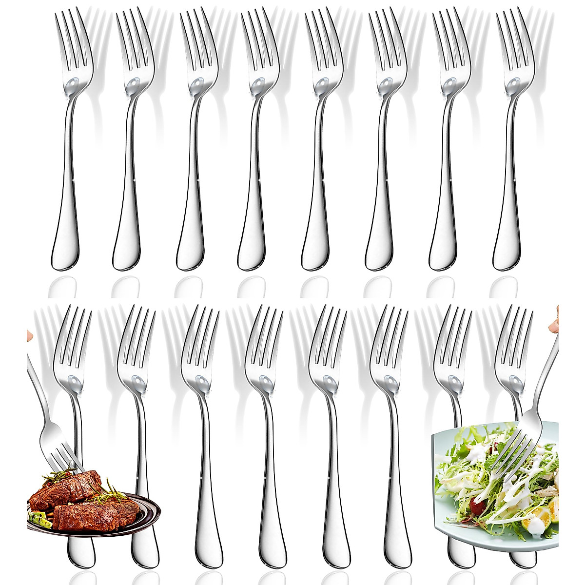 16 Pcs Dinner Forks, Top Food Grade Stainless Steel Forks Silverware Set, 8 Inch Flatware Forks, Table Forks Use for Home Kitchen Restaurant, Mirror Polished & Dishwasher Safe