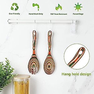 Salad Tongs, Wooden spoons, Salad Tongs for Serving, WOSPONFAN 12-inch Pakkawood Serving Utensils Set Salad Servers Set Kitchen Cooking Utensil