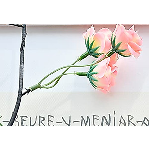 Mandy's 2pcs Pink Silk Rose Vine Garland Artificial Flowers with 69 Heads for Home Wedding Arch Floral Decorations