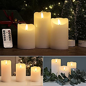 LUSHARBOR Flameless Candles, Battery Operated Real Wax LED Flickering Candles with 10Key Remote Control and Timers, Fake Electronic Candle for Christmas Party Room Home Decor, Set of 3(White)