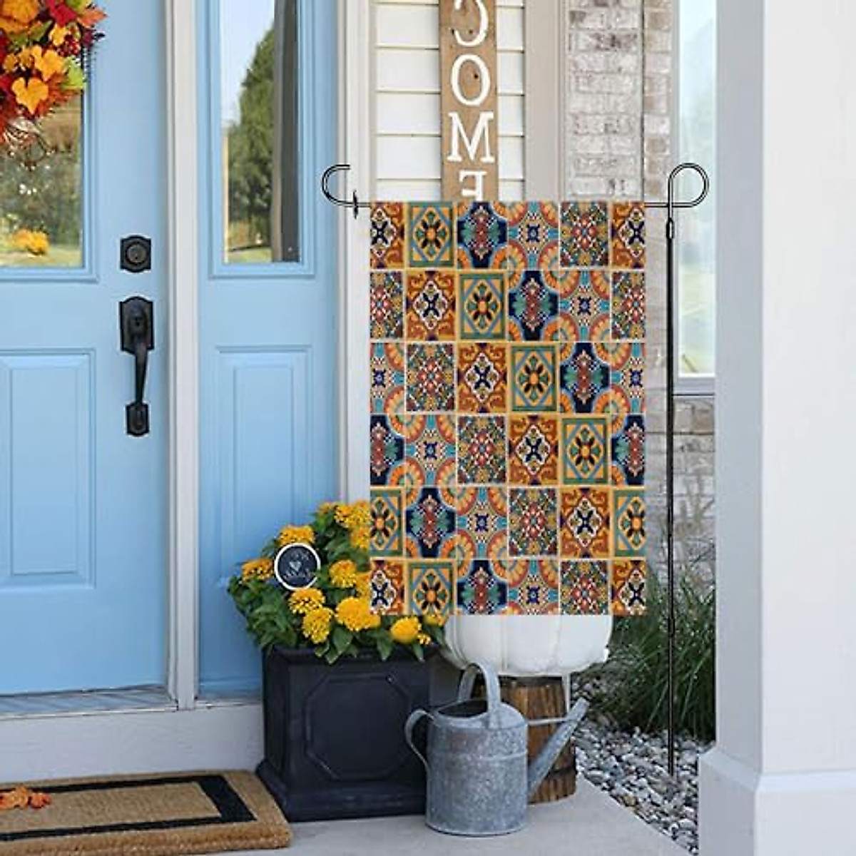 Double-sided garden flag Mexican Talavera Tiles Boho Print Outdoor Flag Garden Flag Yard Outdoor Decoration （12×18in）.