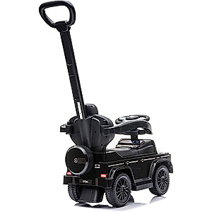 Best Ride On Cars 3 In 1 Mercedes G-Wagon Push Car for Toddlers 1 to 3 Years Old, Kids Outdoor Stroller with Music, Horn Sounds, and Handle, Realistic Driving Experience, Black