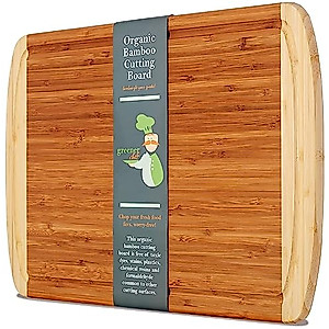 Greener Chef Extra Large Bamboo Cutting Board - Lifetime Replacement Cutting Boards for Kitchen - 18 x 12.5 Inch - Organic Wood Butcher Block and Wooden Carving Board for Meat and Chopping Vegetables