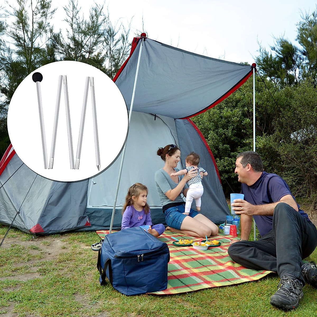 Ferraycle 4 Packs Tent Poles Replacement, Canopy Poles for Beach Accessories 6.6 Feet Beach Tent Canopy Extra Poles for Parties, Camping, Fishing