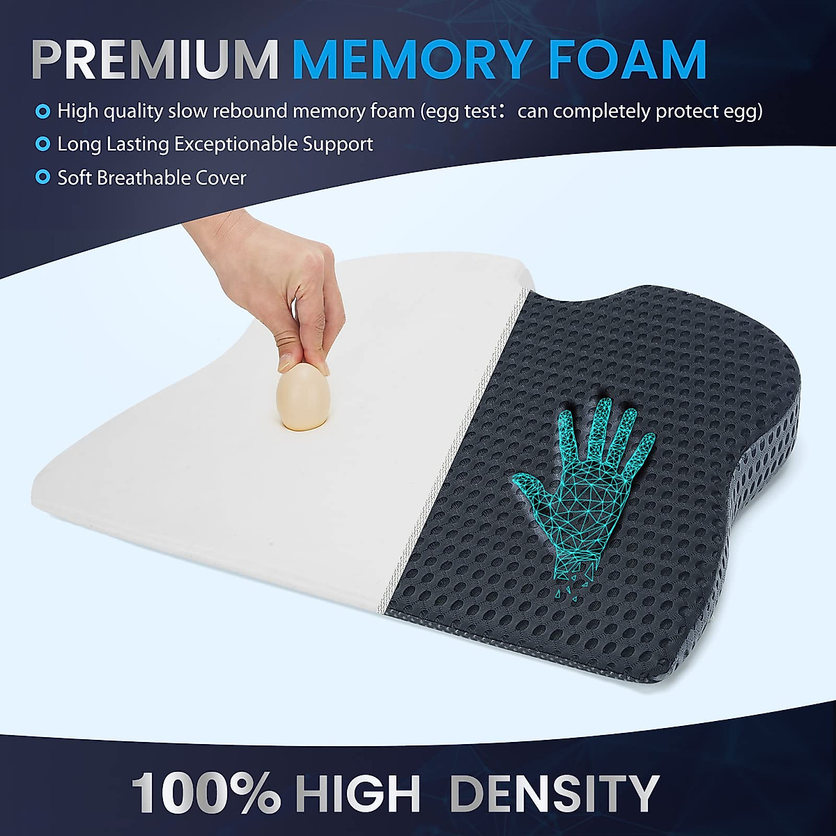 GSPSCN Car Seat Cushion Memory Foam,Heightening Wedge Chair Pad for Short People Driving,Butt Pillow Pad for Coccyx,Tailbone,Lower Back Pain Relief in Car Seat,Office,Computer Desk Chair