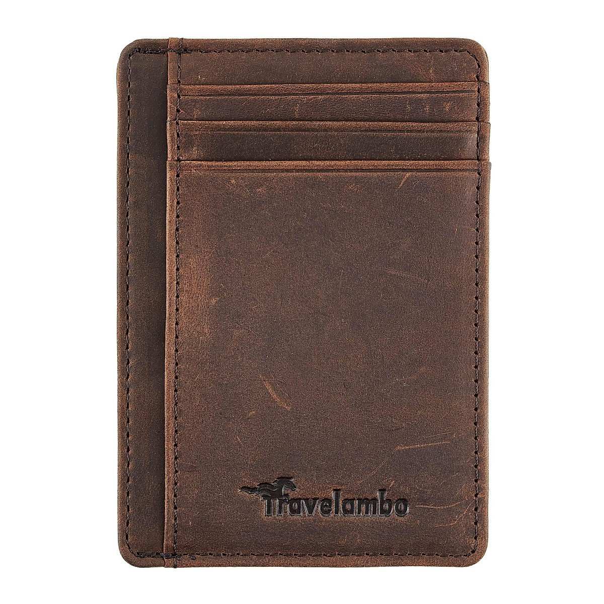 Travelambo Front Pocket Minimalist Leather Slim Wallet RFID Blocking Medium Size(02 CH Coffee