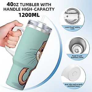 HULIBIN Cartoon Cute Otters Print Double Deck Stainless Steel Travel Coffee Cup With Lid 40 Oz Ice Bully Cup