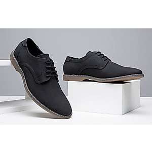 Jousen Dress Shoes for Men Plain Toe Suede Oxfords Lightweight Business Casual Classic Formal Derby Shoes(AMY619 Black 9)