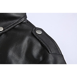 Maiyifu-GJ Men Faux Leather Motorcycle Jacket Retro Notched Lapel Pu Biker Coat Asymmetric Zipper Slim Outwear Overcoat (Black,3X-Large)