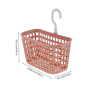 CIYODO Plastic Storage Hanging Basket with Rotatable Hook Kitchen and Bathroom Organizer for Sponge Soap Brush Drain Basket Pink Versatile Storage Solution for Shelves and Showers