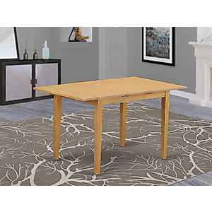 East West Furniture NFT-OAK-T Norfolk Kitchen Dining Table - a Rectangle Solid Wood Table Top with Butterfly Leaf, 32x54 Inch, OAK