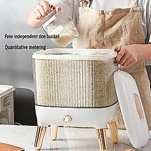 22 lbs (About 10kg) Rice, Dry Food, Flour, Grain Dispenser, Rice Container with lid and Measuring Cup, Fully airtight Dry Food Storage Container for Whole Wheat Rice Storage, Kitchen Storage