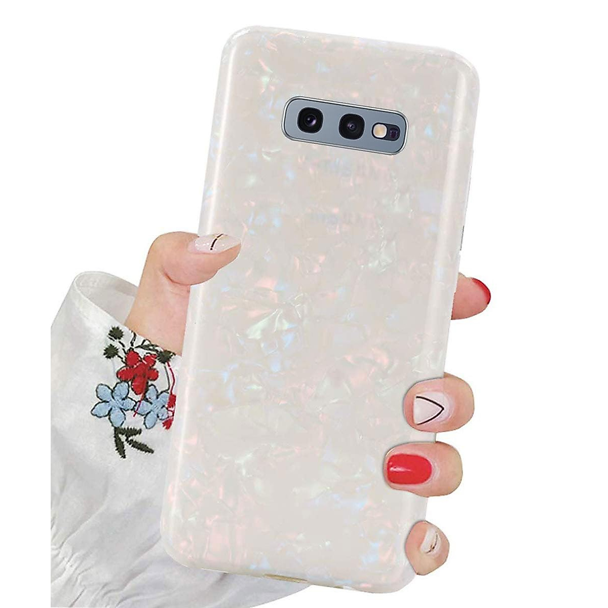 J.west Galaxy S10e Luxury Sparkle Glitter Pattern Slim Clear TPU Silicone Protective Phone Case - Colorful