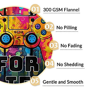 Custom Game Blanket, Gaming Blanket for Boys Men, 60 x 50 Inches Flannel Blanket, Cool Gamer Blanket for Bed Bedding, Game Club, Living Room, Sofa